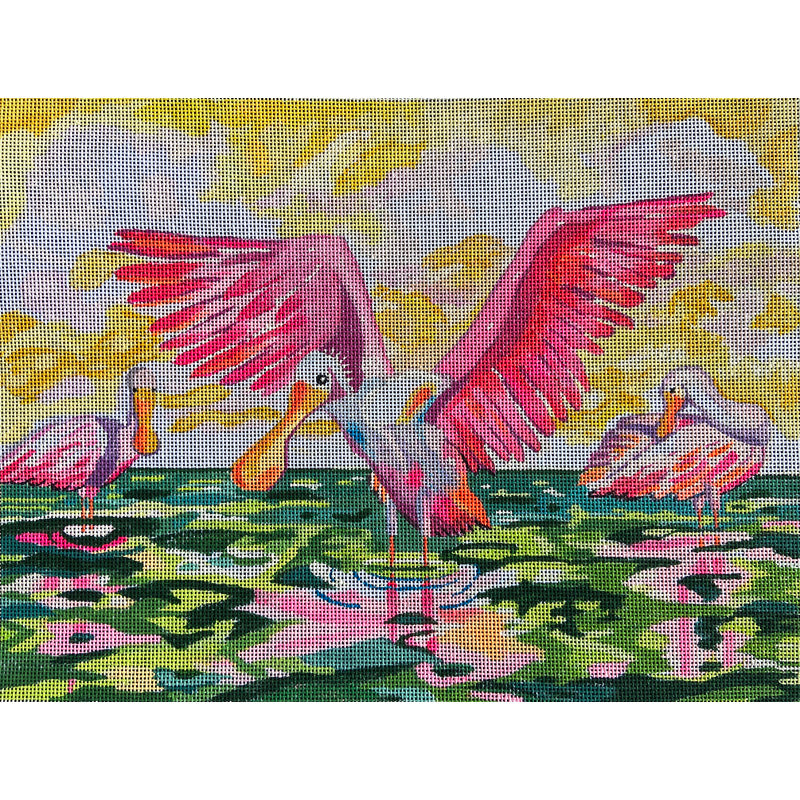 Spoonbills --EN 049 – PLD Needlepoint Designs