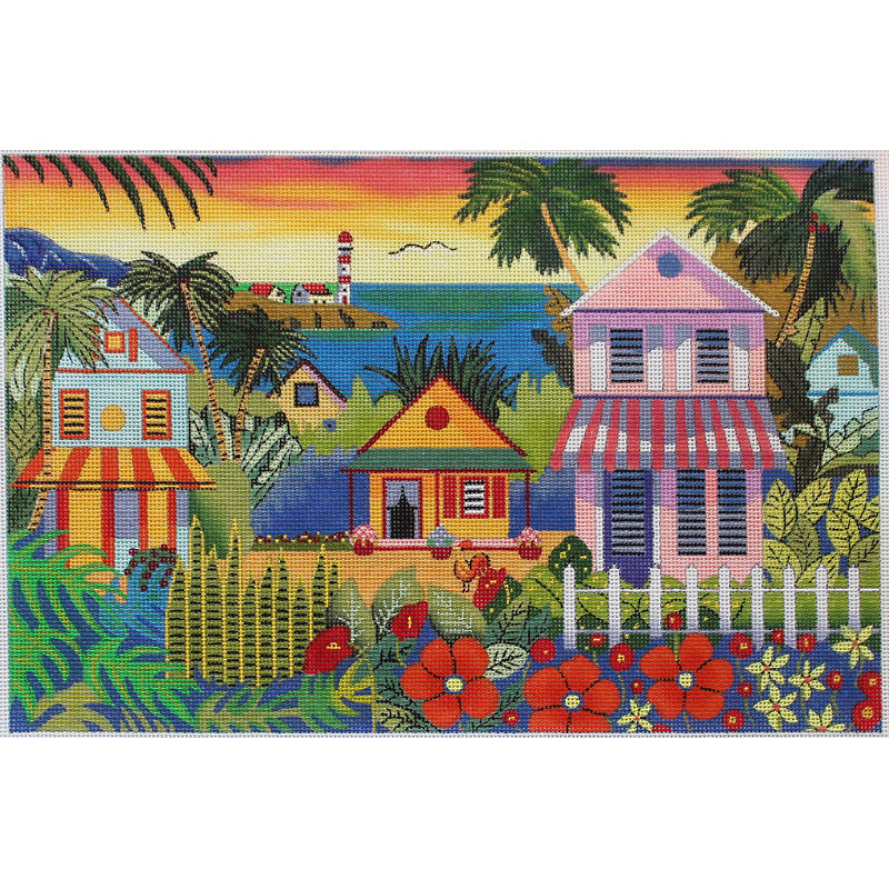 Summer Cottages Large --LM 733- large – PLD Needlepoint Designs