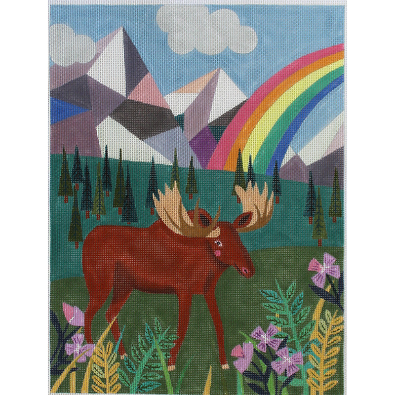 Rainbow Moose by Melanie M - MM 1916 – PLD Needlepoint Designs
