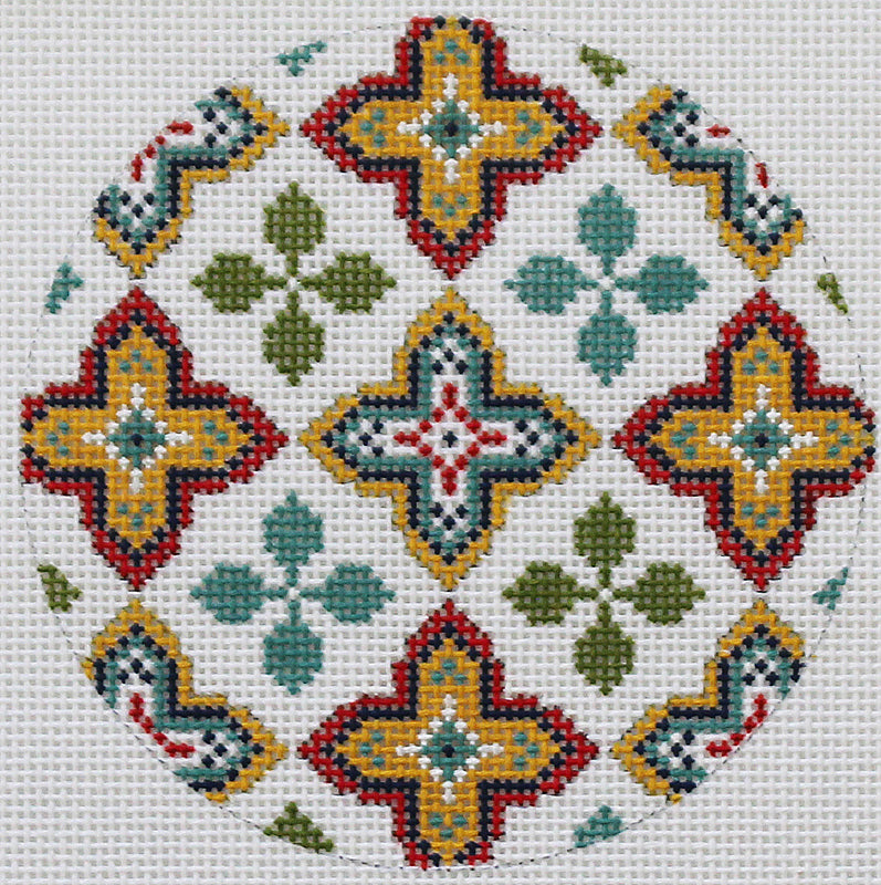 Primary Colors Ornament: Quatrefoil cluster – PLD Needlepoint Designs