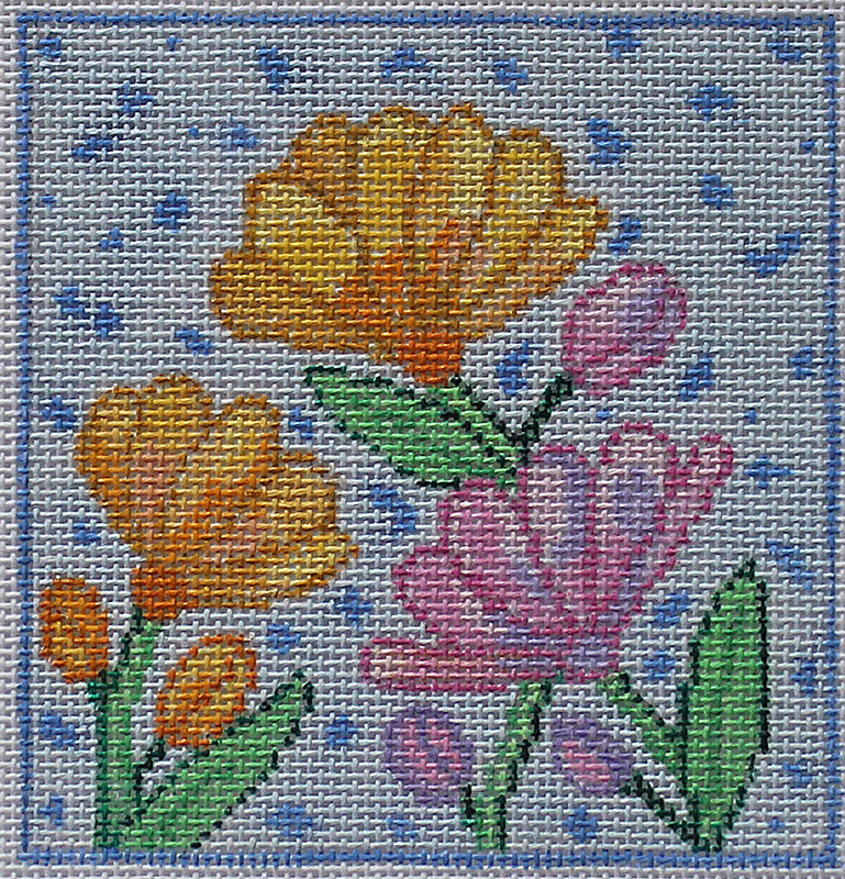 Checkered Vase Square -- SU 568 – PLD Needlepoint Designs