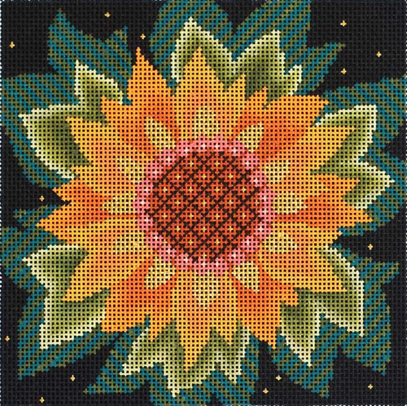Single Jacobean Sunflower – PLD Needlepoint Designs
