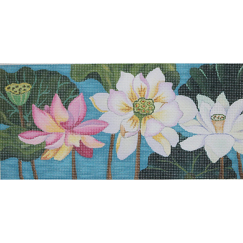 Lotus Garden Insert -Whites & Purples – PLD Needlepoint Designs