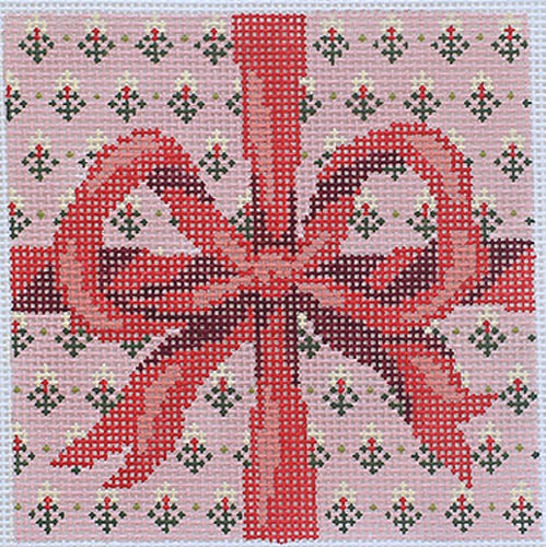 Boxes: White flowers w/ Pink Bow – PLD Needlepoint Designs