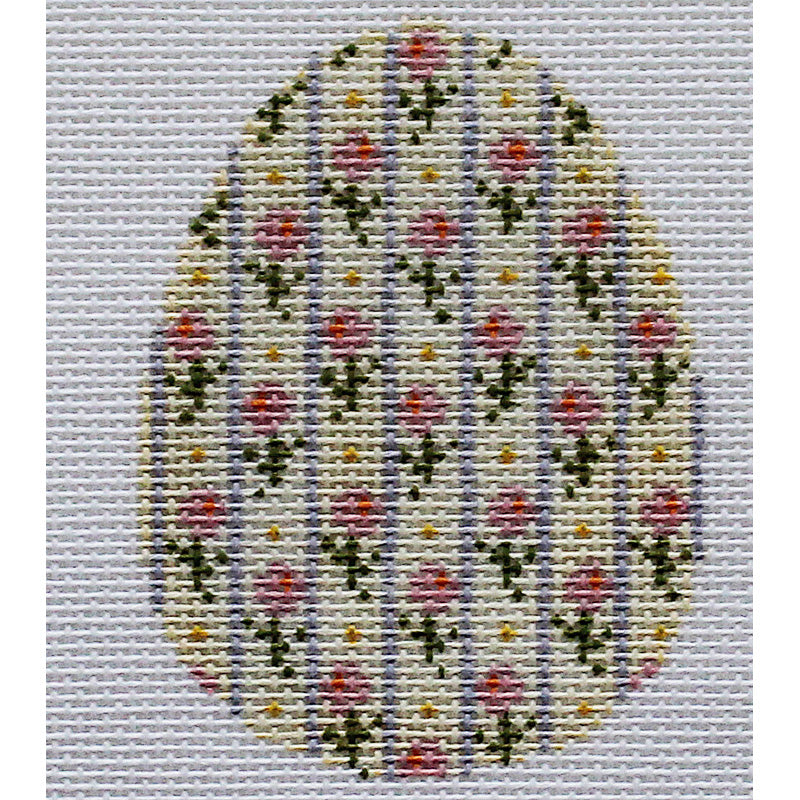 Eggs: Pink flowers on Yellow – PLD Needlepoint Designs